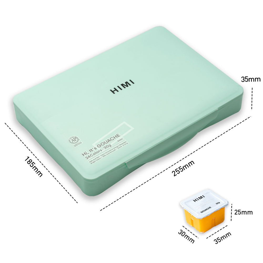 Himi New Vision Jelly Cup Gouache Set 24 x 30mL - Green Case ...