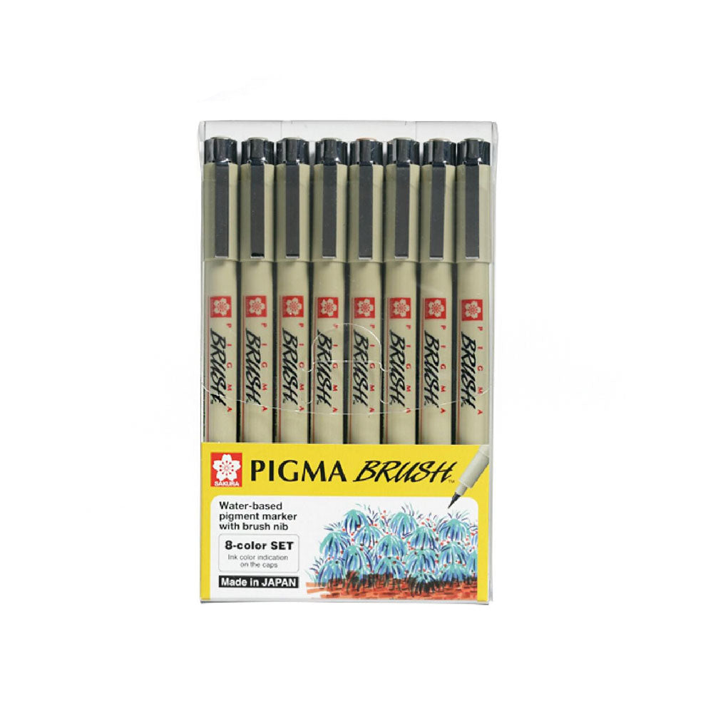 Sakura Pigma Brush Pen Set of 8 - Assorted Colours – Melbourne Artists ...