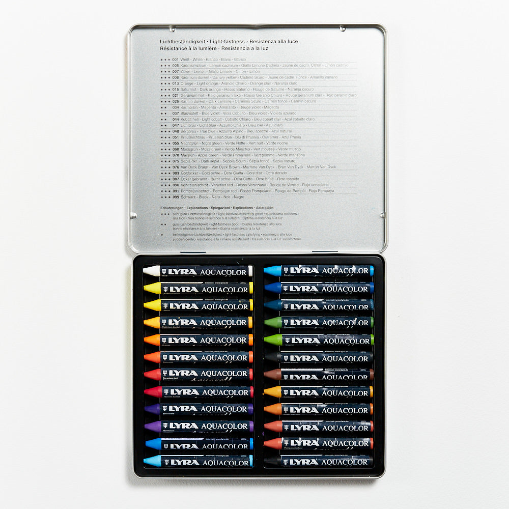 Lyra Aquacolor Water Soluble Crayons Tin of 24 – Melbourne Artists ...